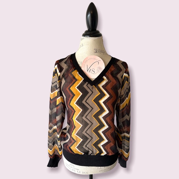 Missoni for Target | Tops | Missoni For Target Chevron Zig Zag Print Sheer Blouse Small | Poshmark